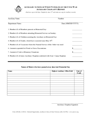 Fillable Online Form A06 - Aux Chaplain Report Fax Email Print - pdfFiller