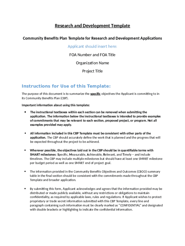 Community Benefits Plan Template for Research and ... Doc Template ...