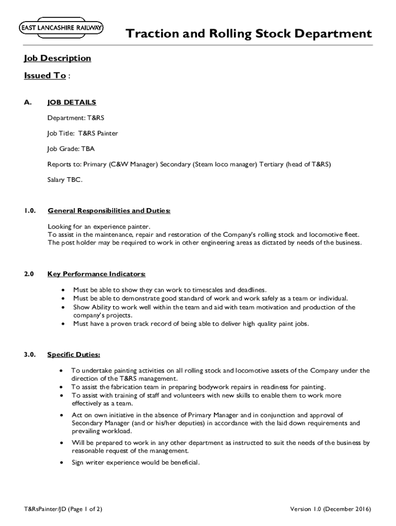 Fillable Online Traction and Rolling Stock Department Fax Email Print ...