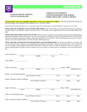 Fillable Online Affidavit of Paternity Acknowledgement for ... Fax ...