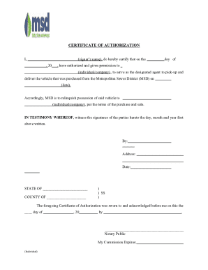 Certificate of Authorization CERTIFICATE OF AUTHORIZATION - pdfFiller