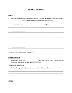 Fillable Online Founders Agreement Template - Edit Online & Download ...