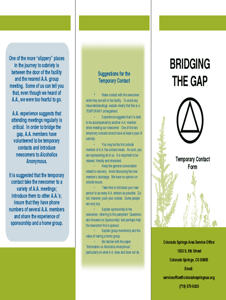 Fillable Online For those who manage Alcoholics or Narcotics Anonymous ... Fax Email Print ...