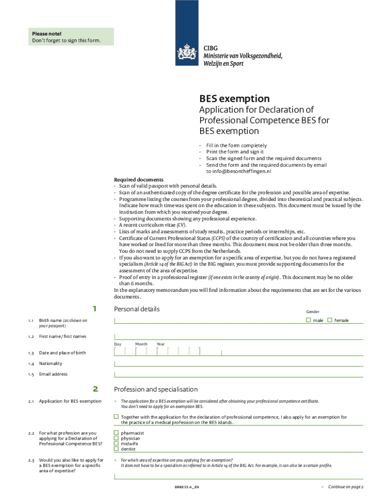 Fillable Online Application for Declaration of Professional Competence ...