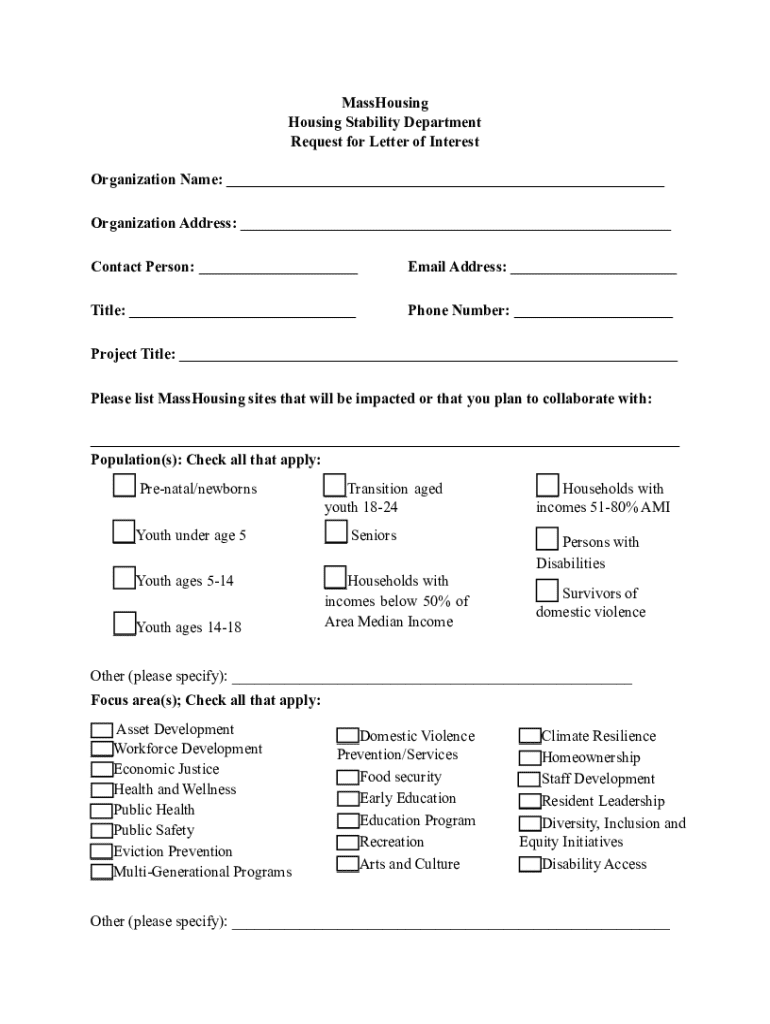 Fillable Online Housing Stability Letter of Interest (LOI) Template Fax ...