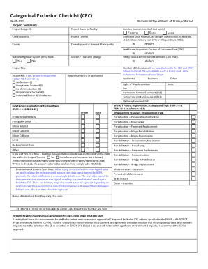 Fillable Online Categorical Exclusion Checklist Template Fax Email ...
