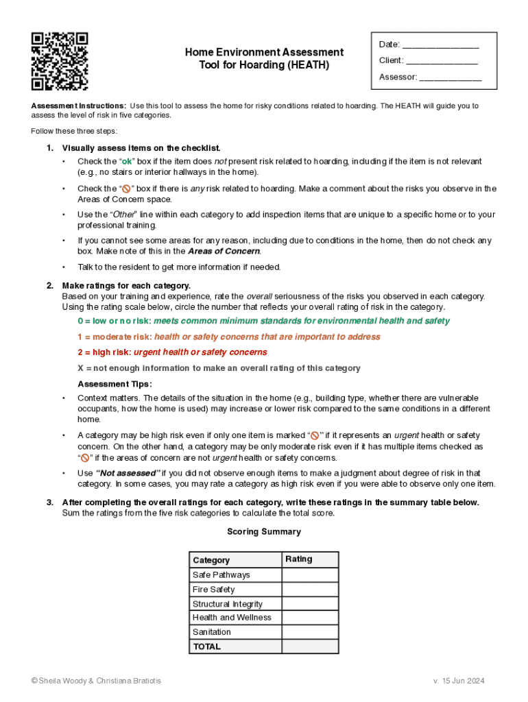 Fillable Online Home Environment Assessment Tool for Hoarding (HEATH ...