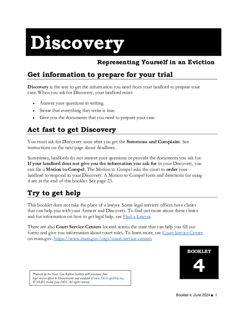 Fillable Online How do I request discovery if I am facing eviction ...