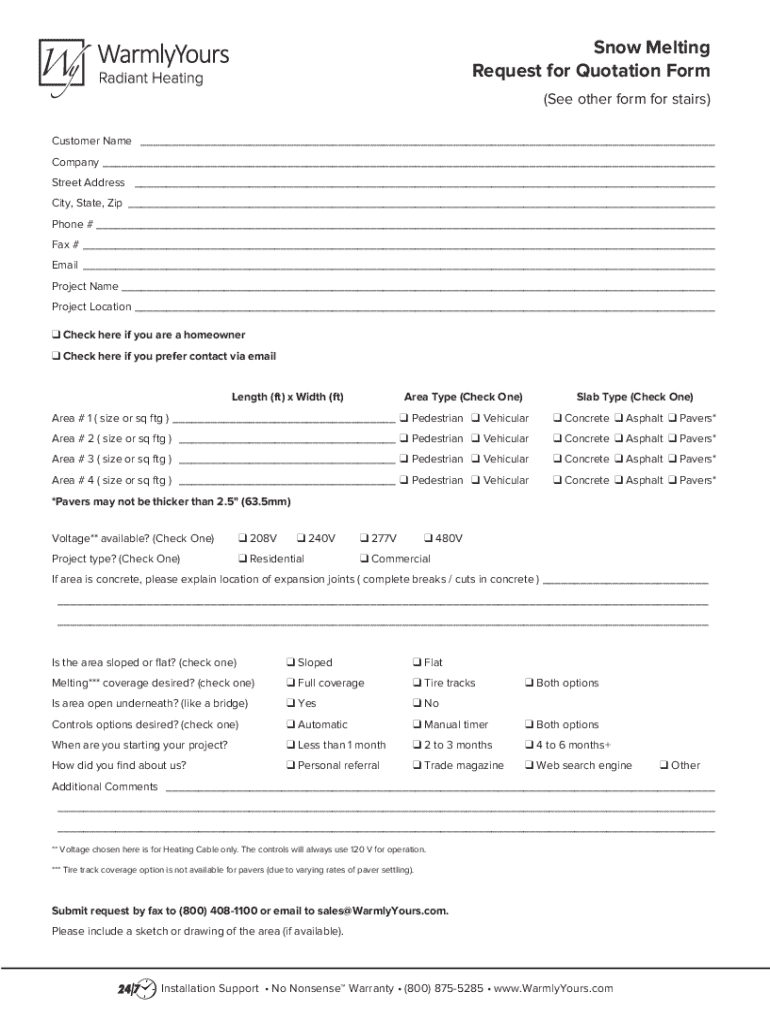 Fillable Online SNOW MELTING REQUEST QUOTATION FORM Fax Email Print ...