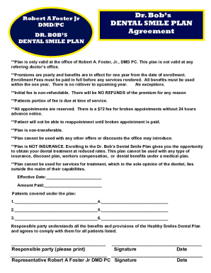 Fillable Online Application for Dr bobs Dental Smile Plan Fax Email ...