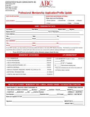 Fillable Online Professional Membership Application/Profile Update Fax ...