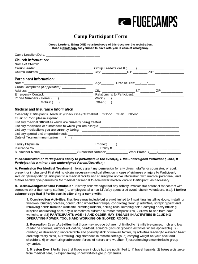 Fillable Online Camp Management Software + Electronic Health Record ... Fax Email Print - pdfFiller