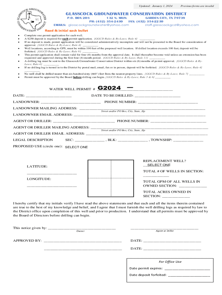 Fillable Online Glasscock Groundwater, 132 N Main St, Garden City, TX ...