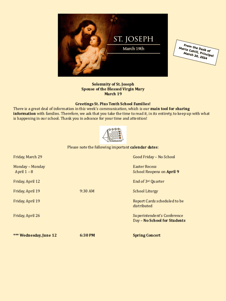 Fillable Online Solemnity of St. Joseph Spouse of the Blessed Virgin Mary ... Fax Email Print ...
