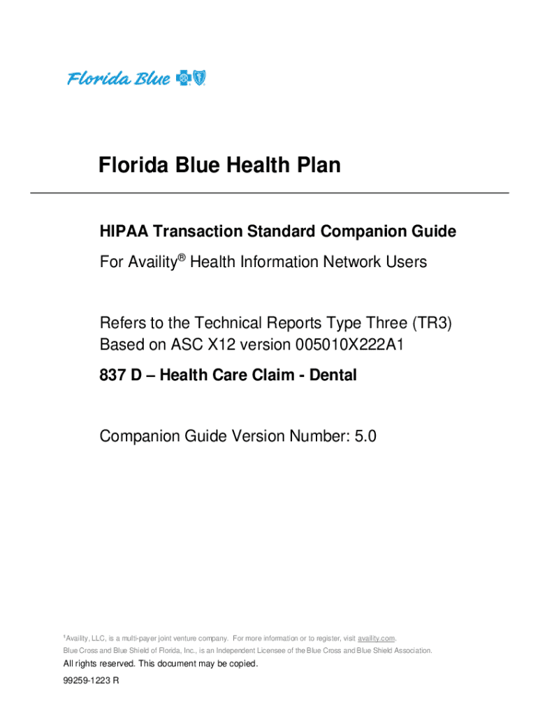 Fillable Online Florida Blue Health Plan Companion Guide ANSI 837D ...