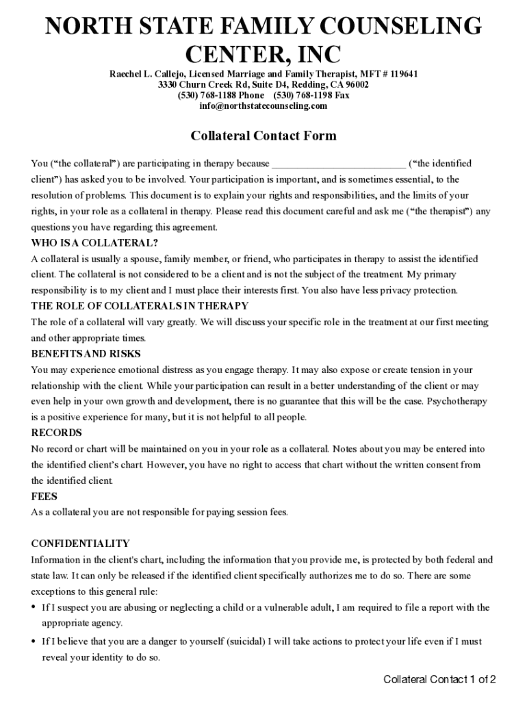 Fillable Online Collateral Contact form NSFCC PDF Fax Email Print ...