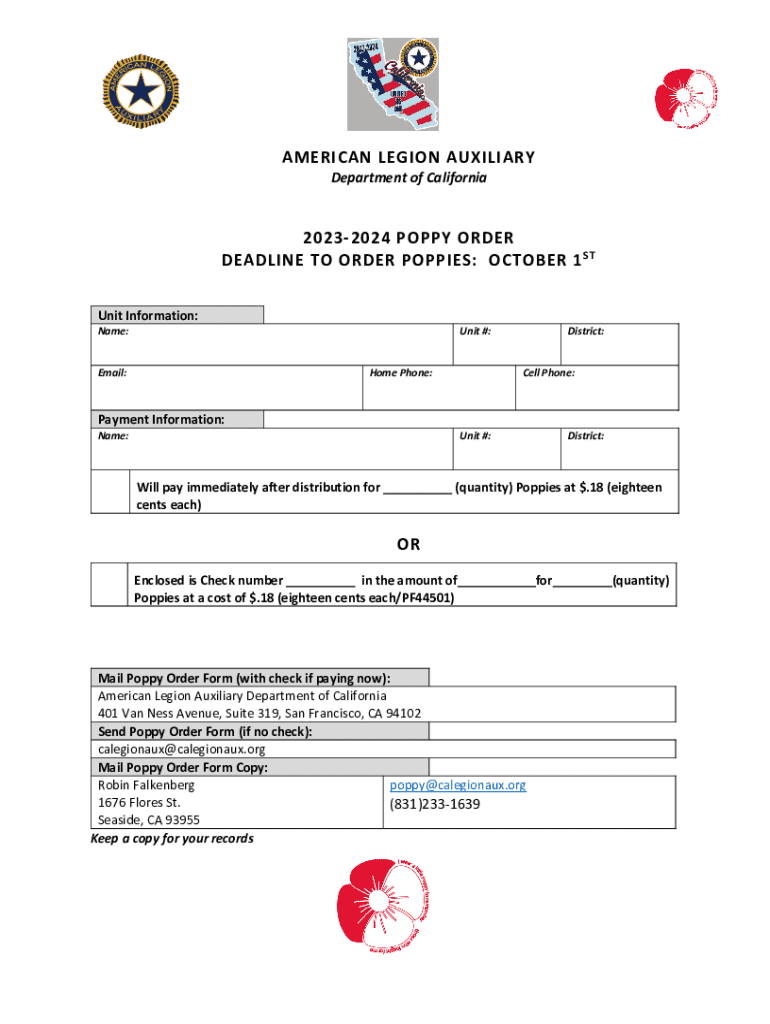 Fillable Online poppy-order-form.pdf Fax Email Print - pdfFiller