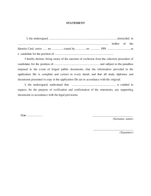 Fillable Online STATEMENT I, the undersigned , ... Fax Email Print ...