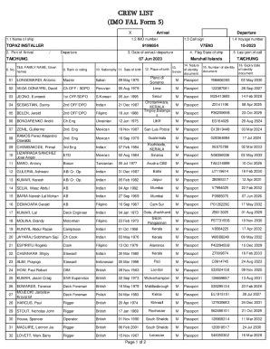 Fillable Online CREW LIST (IMO FAL Form 5) Fax Email Print - pdfFiller