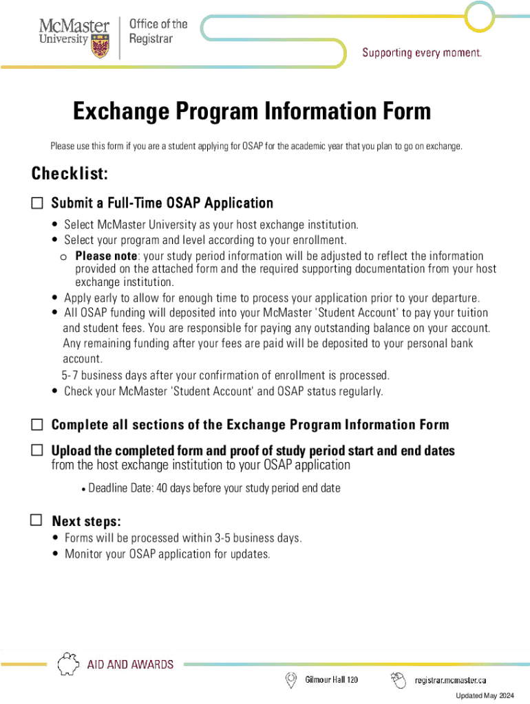 Fillable Online Exchange Program Information Form Fax Email Print ...