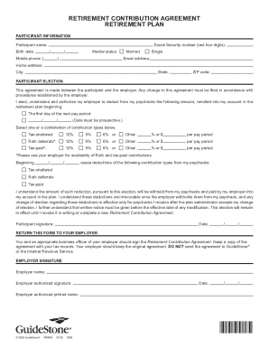 Fillable Online Retirement Contribution Agreement GuideStone Fax Email ...
