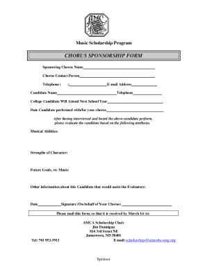 Fillable Online CHORUS SPONSORSHIP FORM Fax Email Print - pdfFiller