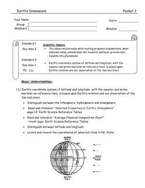 Fillable Online Earth's Dimensions Packet 2 Fax Email Print - pdfFiller
