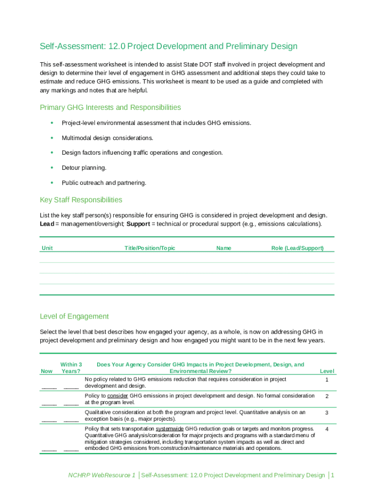 Pre-Development Self-Assessment Doc Template | pdfFiller