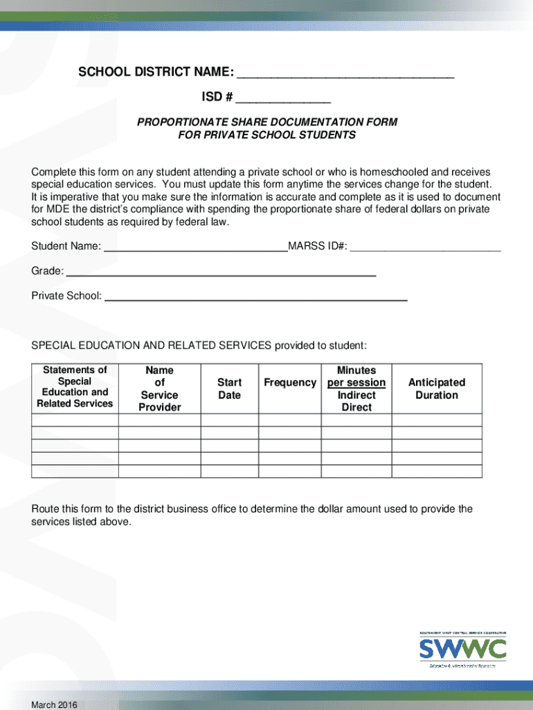 Fillable Online Draft Quick Reference Guide: IDEA Proportionate Share ...