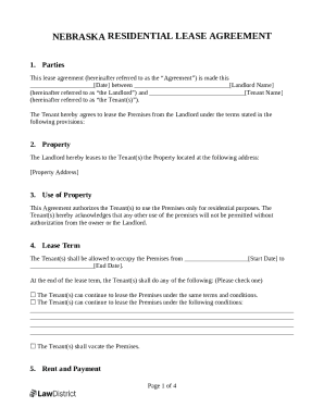 Free Nebraska Lease Agreement Template Doc Template | pdfFiller