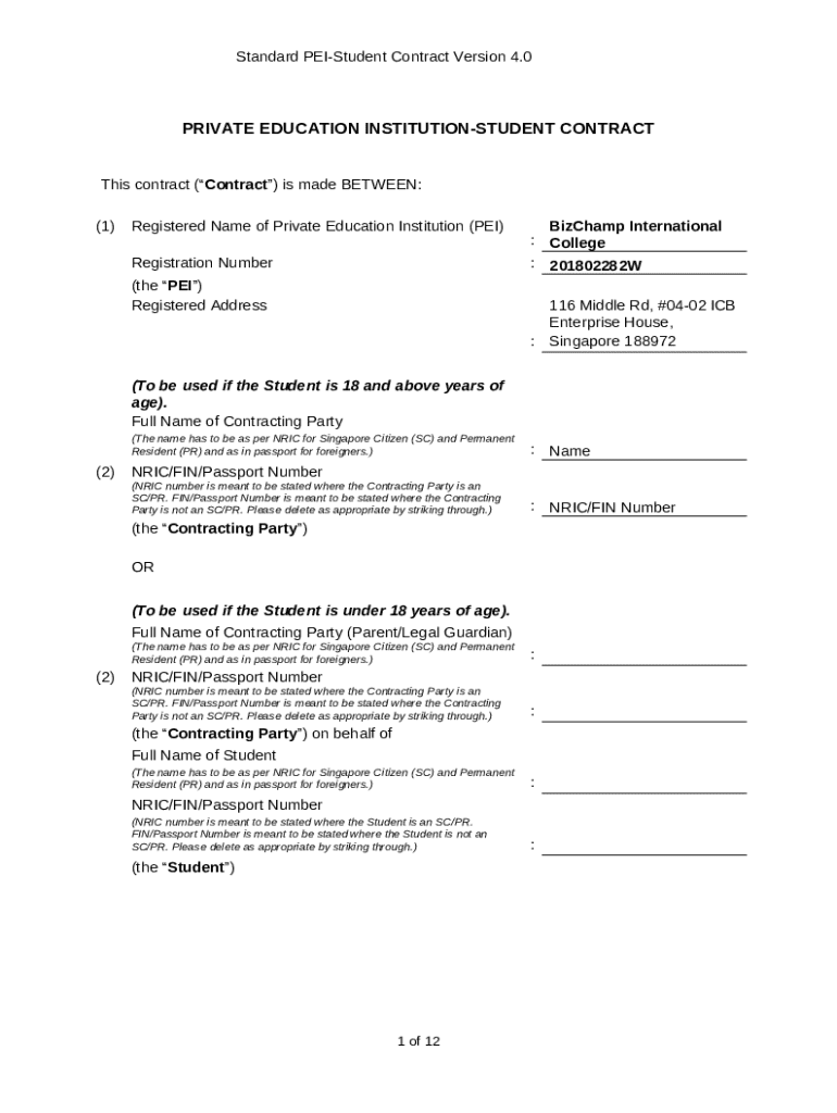 Download Student Contract (Sample) Doc Template | pdfFiller