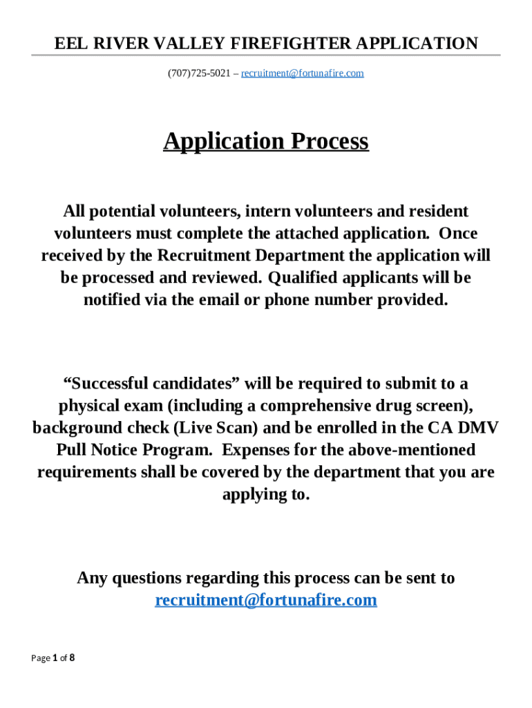 eel river valley firefighter application Doc Template | pdfFiller