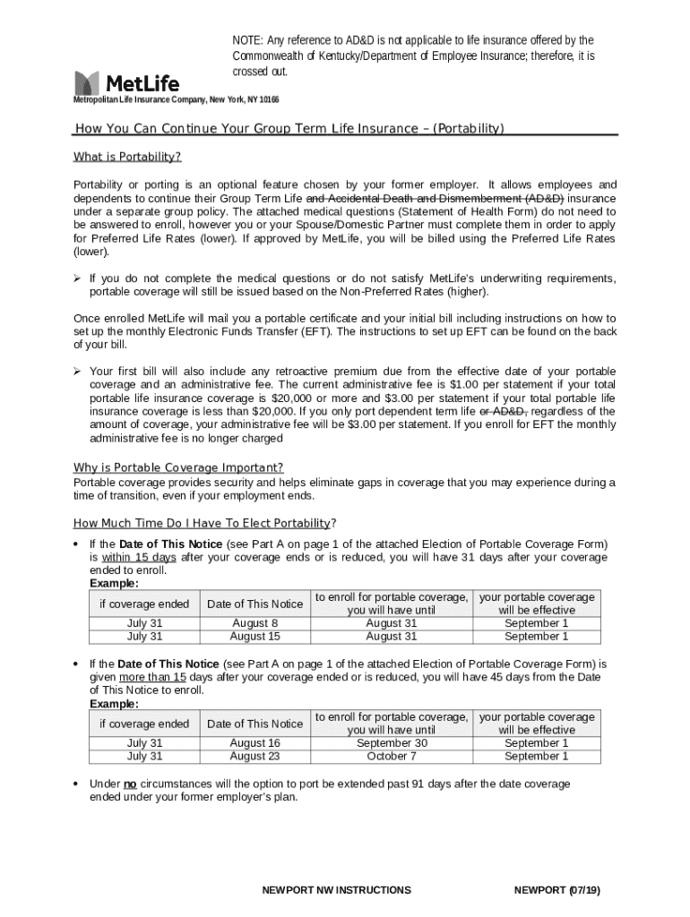 MetLife (PEBB) employee life and AD&D insurance Certificate ... Doc ...