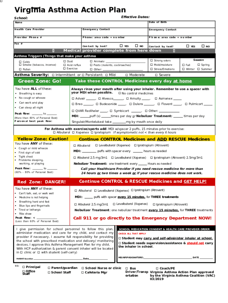 Inhaler Authorization - Saint Rita Catholic School Doc Template | pdfFiller