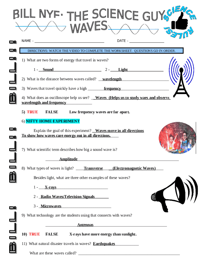 cc watch bill nye the science guy waves Flashcards Doc Template | pdfFiller