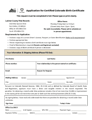 Fillable Online Spanish- Birth Certificate Application Fax Email Print - pdfFiller