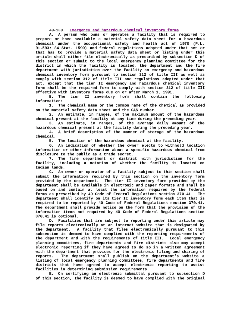 49-130; Emergency and hazardous chemical inventory s. Emergency and hazardous chemical inventory ...