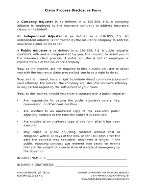 Claim Process Disclosure Doc Template | pdfFiller