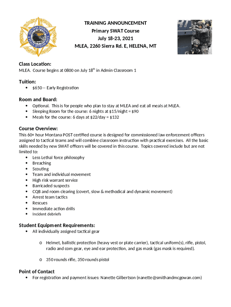 Primary SWAT Course - Montana Department of Justice Doc Template ...