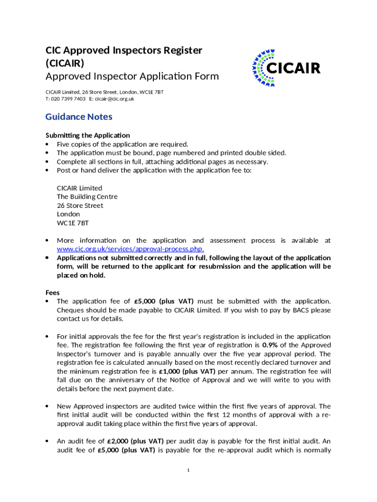 CICAIR approved inspectors register and sanctions Doc Template | pdfFiller
