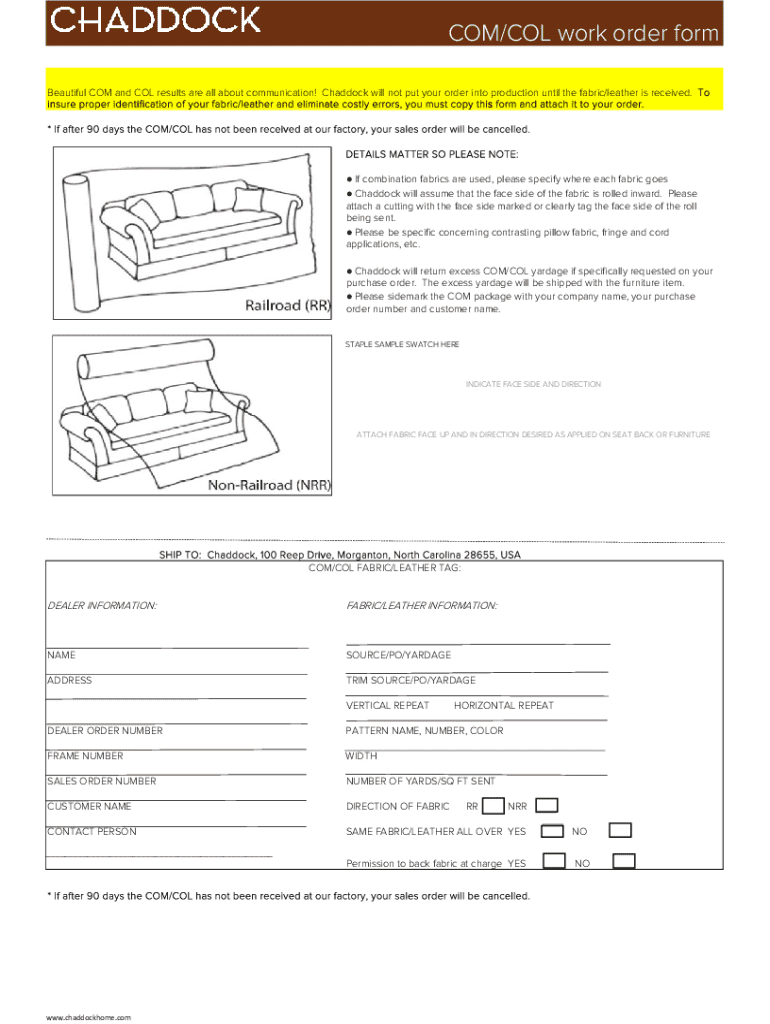 Fillable Online COM/COL work order form Fax Email Print - pdfFiller