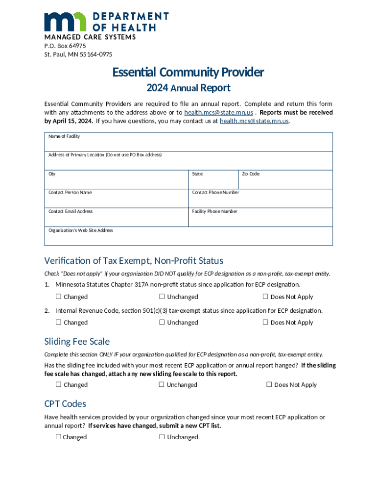 Essential Community Provider Annual Report Doc Template | pdfFiller