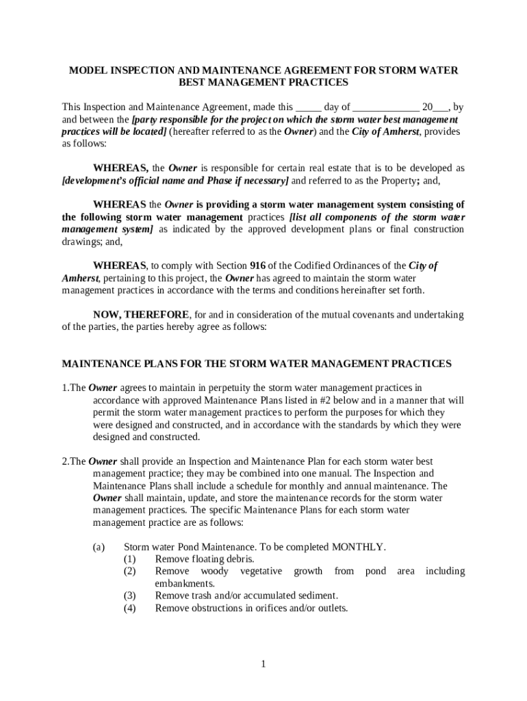 Model Inspection and Maintenance Agreement for Stormwater ... Doc ...
