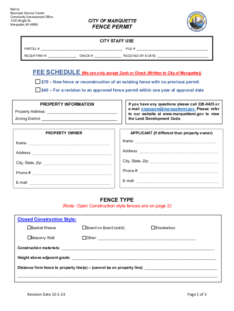 Fillable Online Building Permit - Inspection Look-up - Marquette County ...