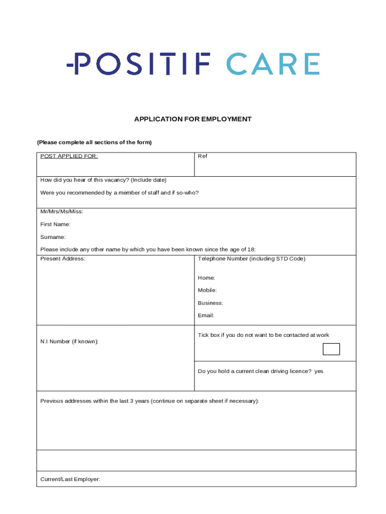 positif-care-application-.docx Doc Template | pdfFiller