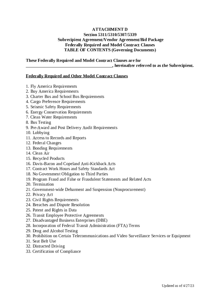 Subrecipient Agreement/Vendor Agreement/Bid Package - transportation ky ...