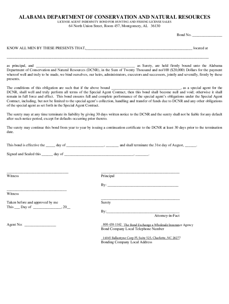 Fillable Online State of Alabama Department of Conservation & Natural ... Fax Email Print ...