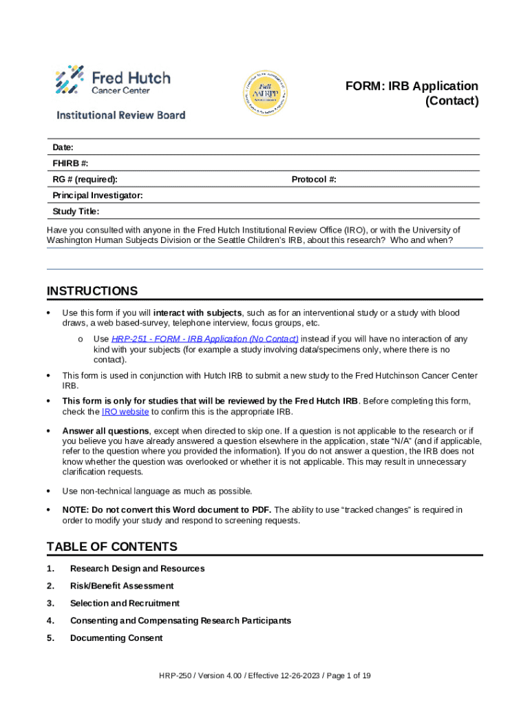 HRP-251 - - IRB Application (No Contact) - Fred Hutch Extranet Doc ...