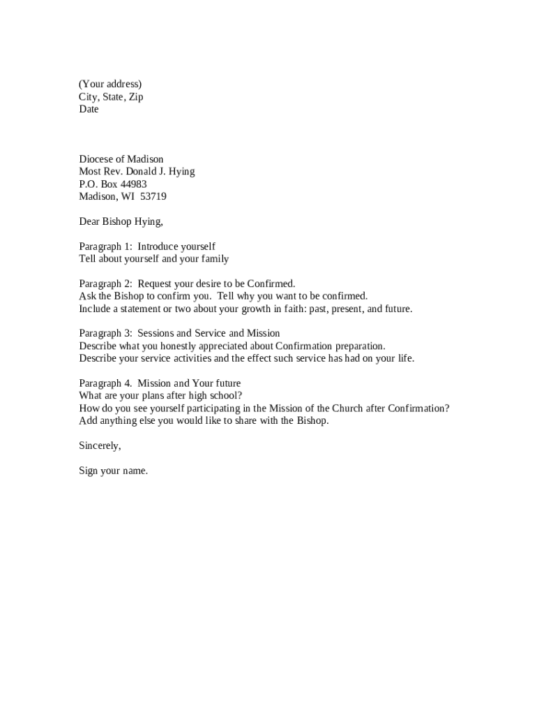 Bishop of Madison The Most Reverend Donald J. Hying Doc Template ...