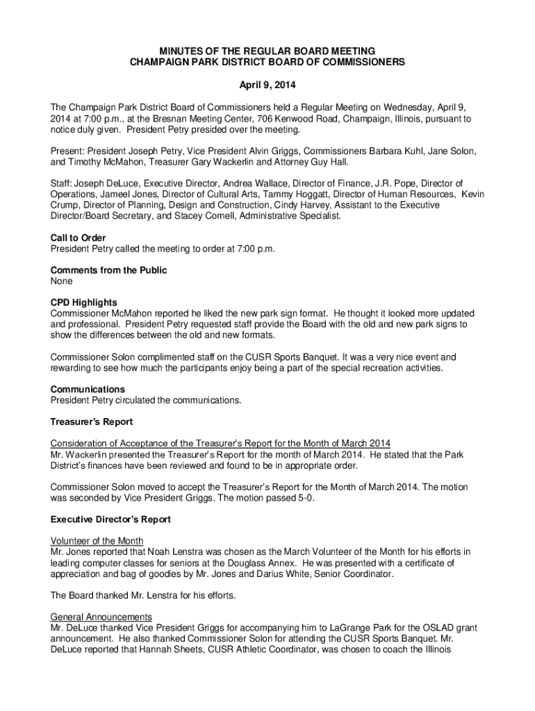 Fillable Online Present: President Joseph Petry, Vice President Alvin ...